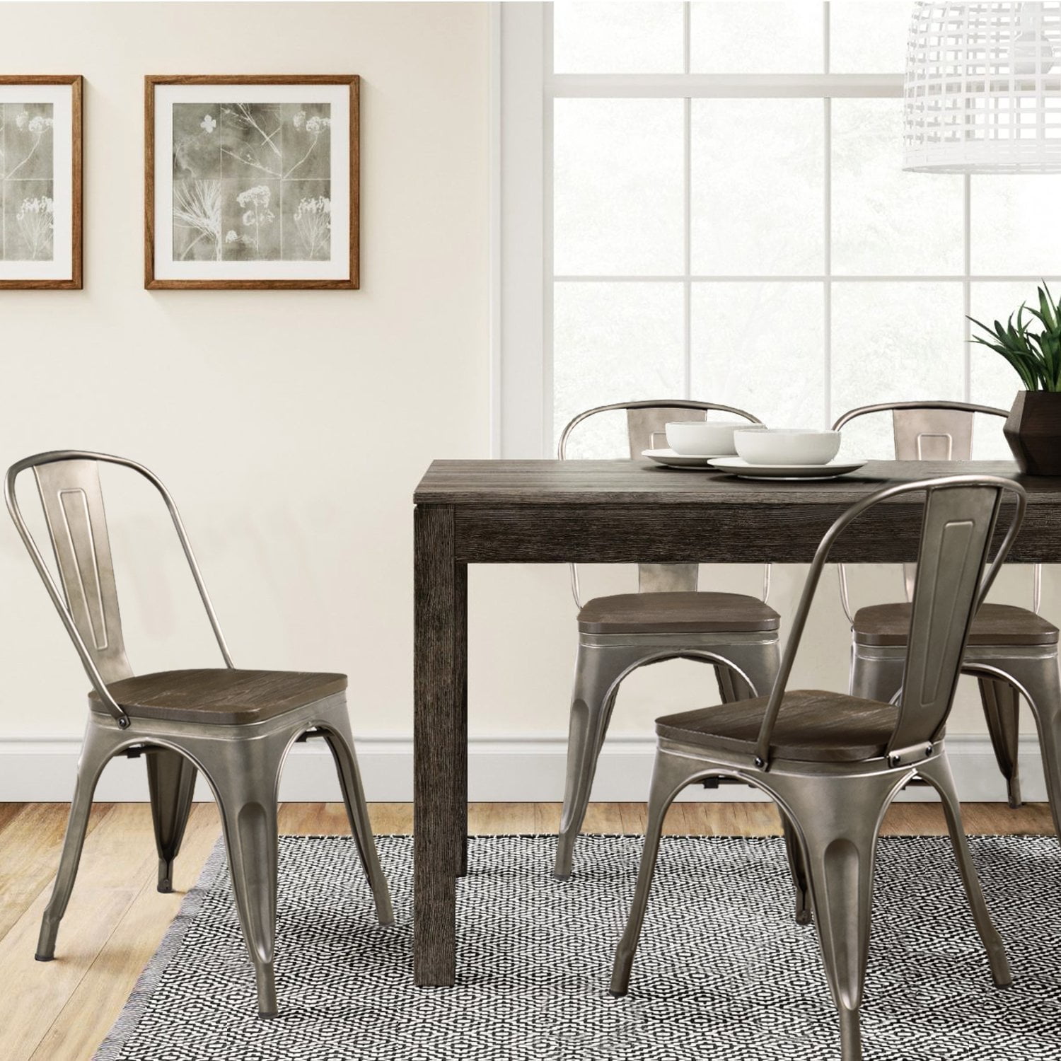 Lacoo Set of 4 Stackable Dining Bistro Cafe Metal Chair for Kitchen ...