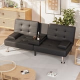 Lacoo Linen Futon Sofa Bed Modern Convertible Sleeper Couch with ...