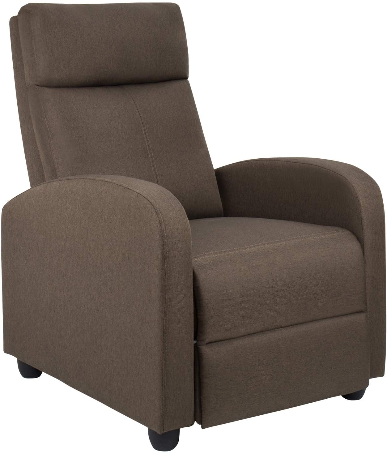 "Lacoo Single Recliner Chair, Brown, Living Room/Bedroom, 27.6""W x 64. ...