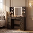 Lacoo Makeup Vanity Desk with LED Lighted Mirror & Charging Station, 7 ...