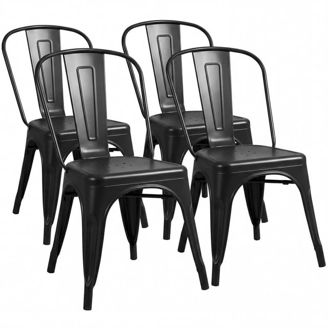 Lacoo Black Metal Dining Chair Set for Outdoor Restaurant - Walmart ...