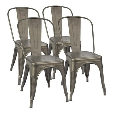 Yaheetech Set of 4, 18'' Modern Industrial Iron Metal Chairs for ...