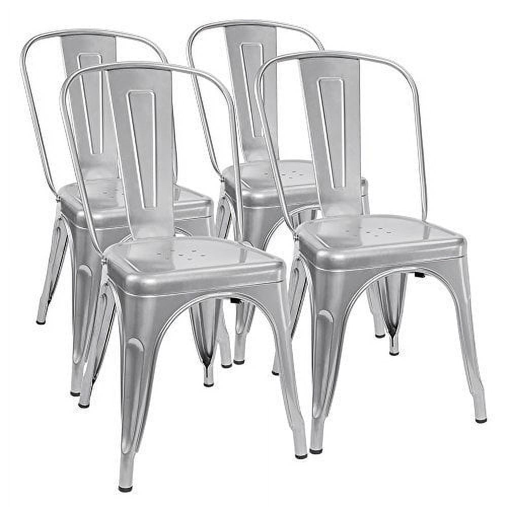 Lacoo Stackable Metal Dining Chair Set of 4 for Indoor-Outdoor Use ...