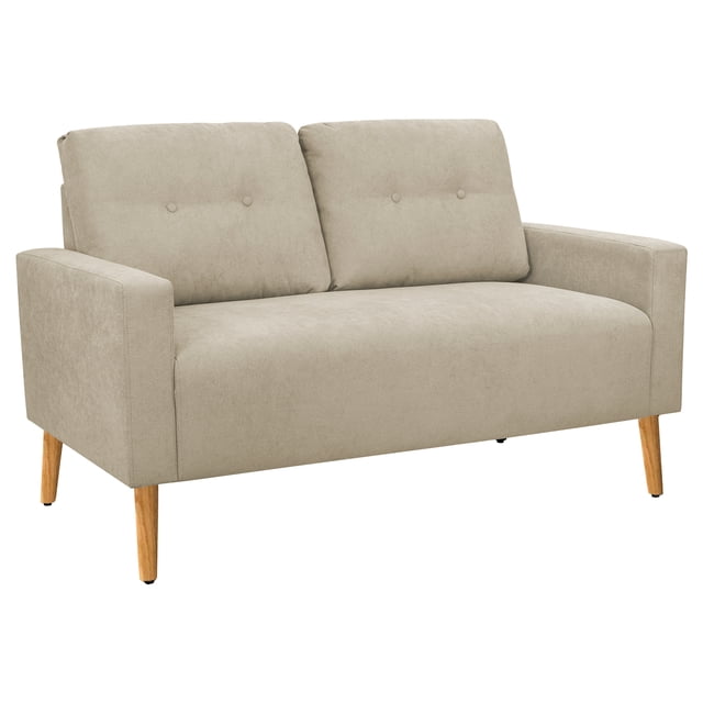 Lacoo Mid-Century Loveseat Sleeper Button Tufted 2 Seater Sofa, Beige ...