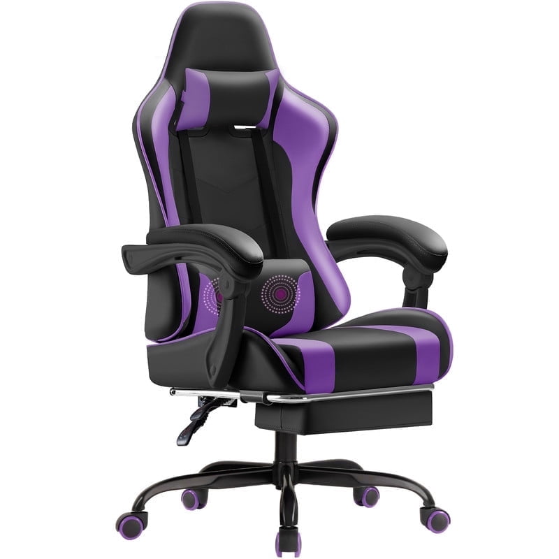 Lacoo PU Leather Gaming Chair Massage Ergonomic Gamer Chair Height ...