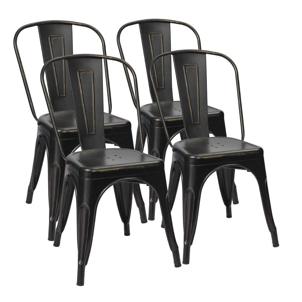 Lacoo 4 Stackable Metal Dining Chairs, Indoor-Outdoor, Trattoria ...