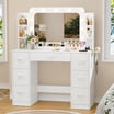 Homall Vanity Desk with Lights & Mirror, Makeup Vanity Set with Power ...