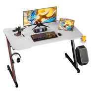 BlackArc Gaming Desk with Clear Glass Top and Black Powder Coated Metal ...
