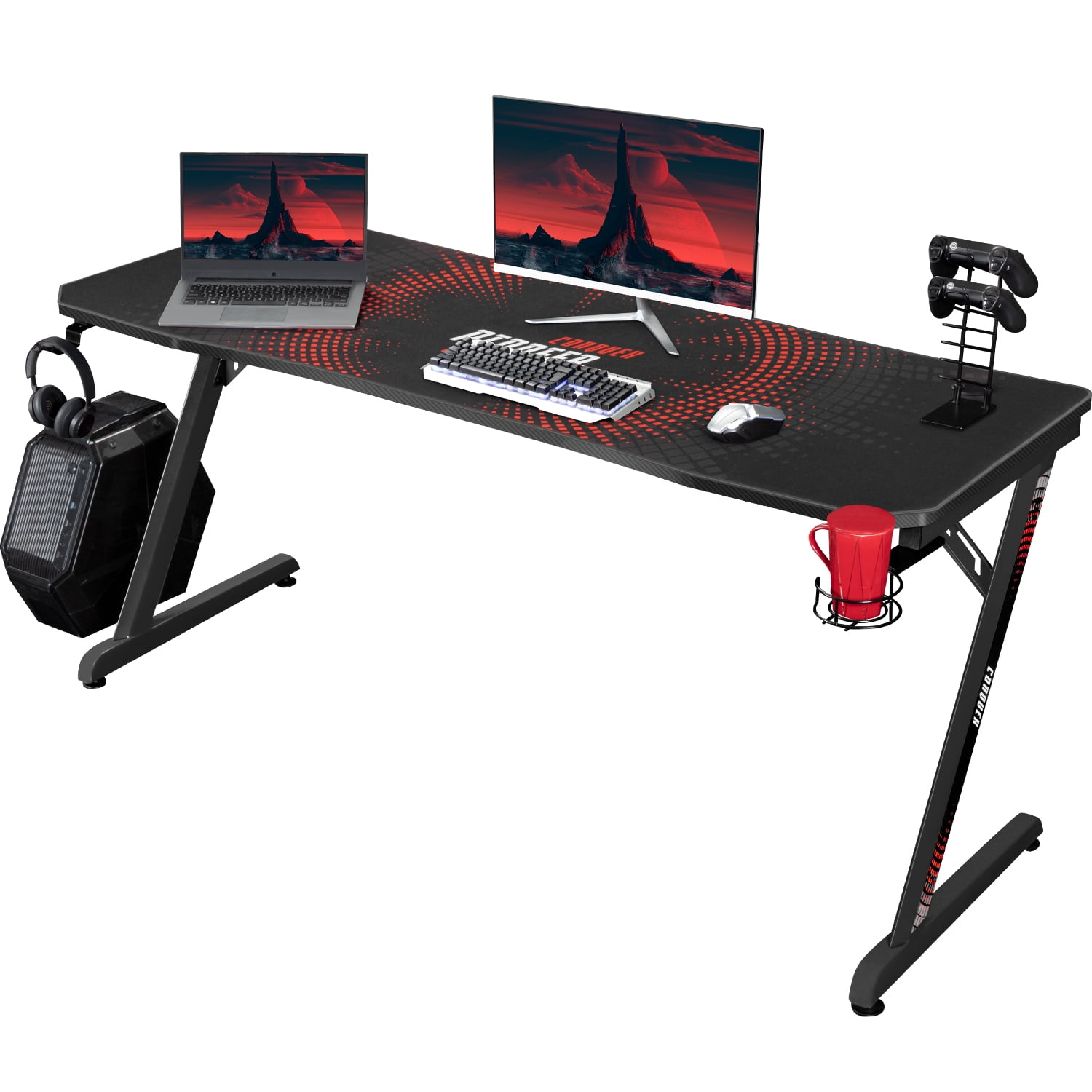 Lacoo Z-Shape Gaming Desk with Carbon Fiber Desktop Australia | Ubuy