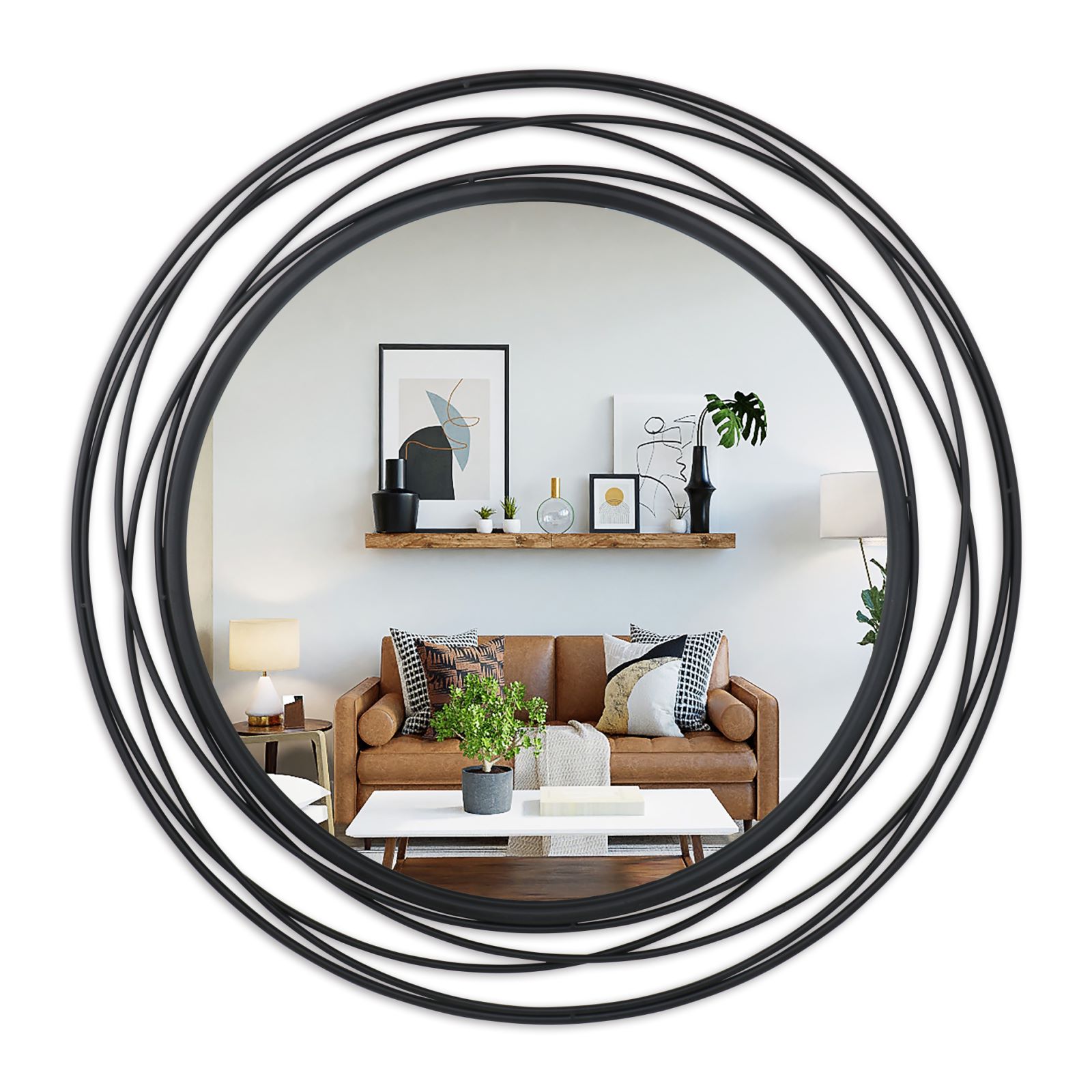 HBCY Creations 36" Gold Circle Wall Mirror, Large Decor for Bedroom ...