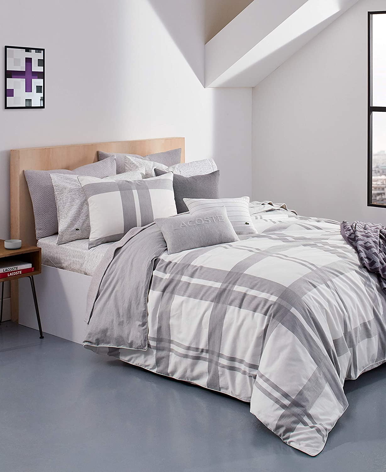Lacoste Baseline Comforter Set, Twin/TwinXL, Micro Chip/White Comforter ...
