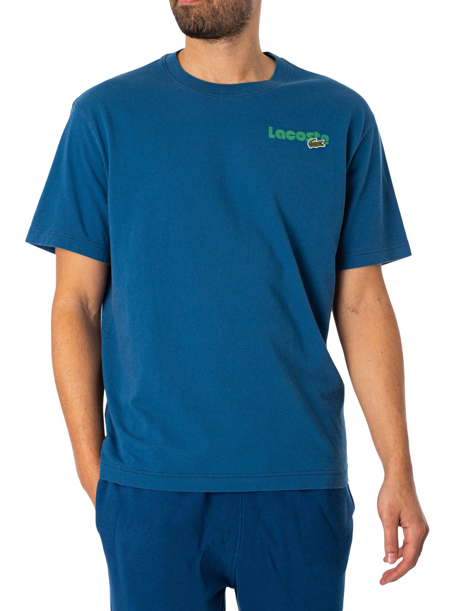 Lacoste Brand Chest Logo T-Shirt, Blue - Walmart.com