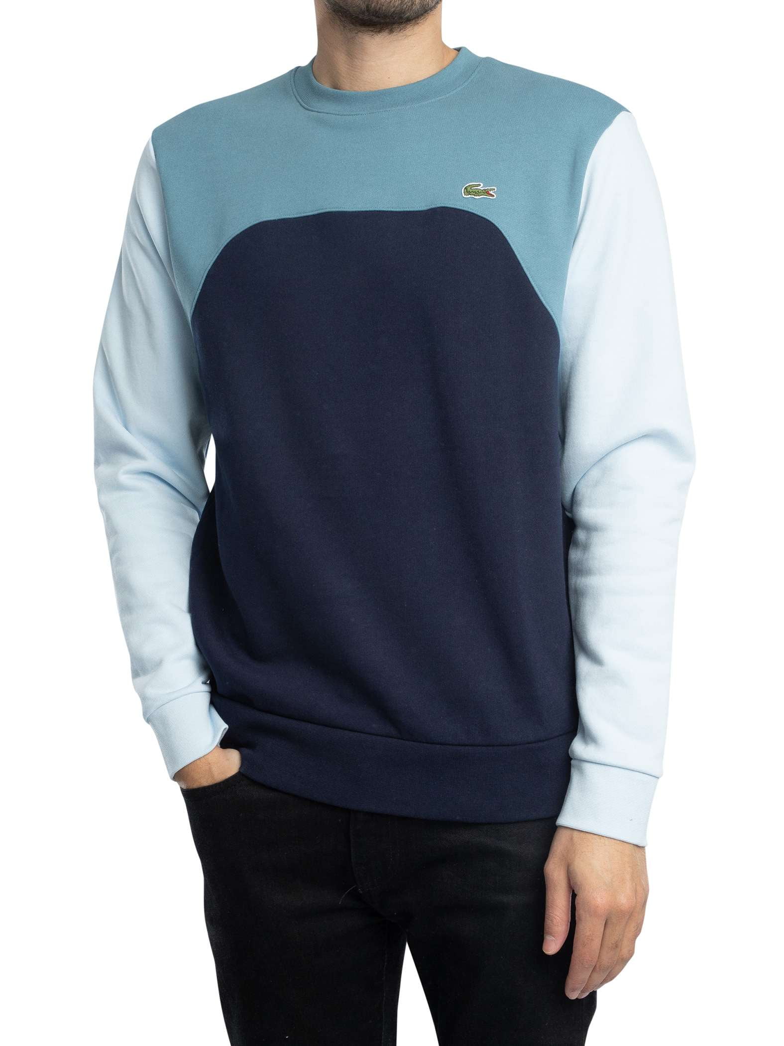 Lacoste Colour Block Cotton Fleece Sweatshirt, Blue - Walmart.com