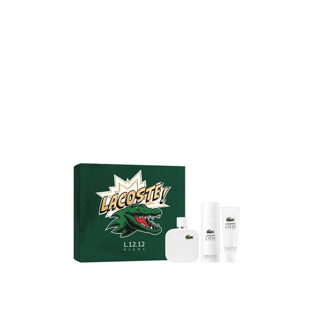 Lacoste Men's L.12.12 Blanc 3 Piece Gift Set - 3.3 Oz Eau De Toilette ...