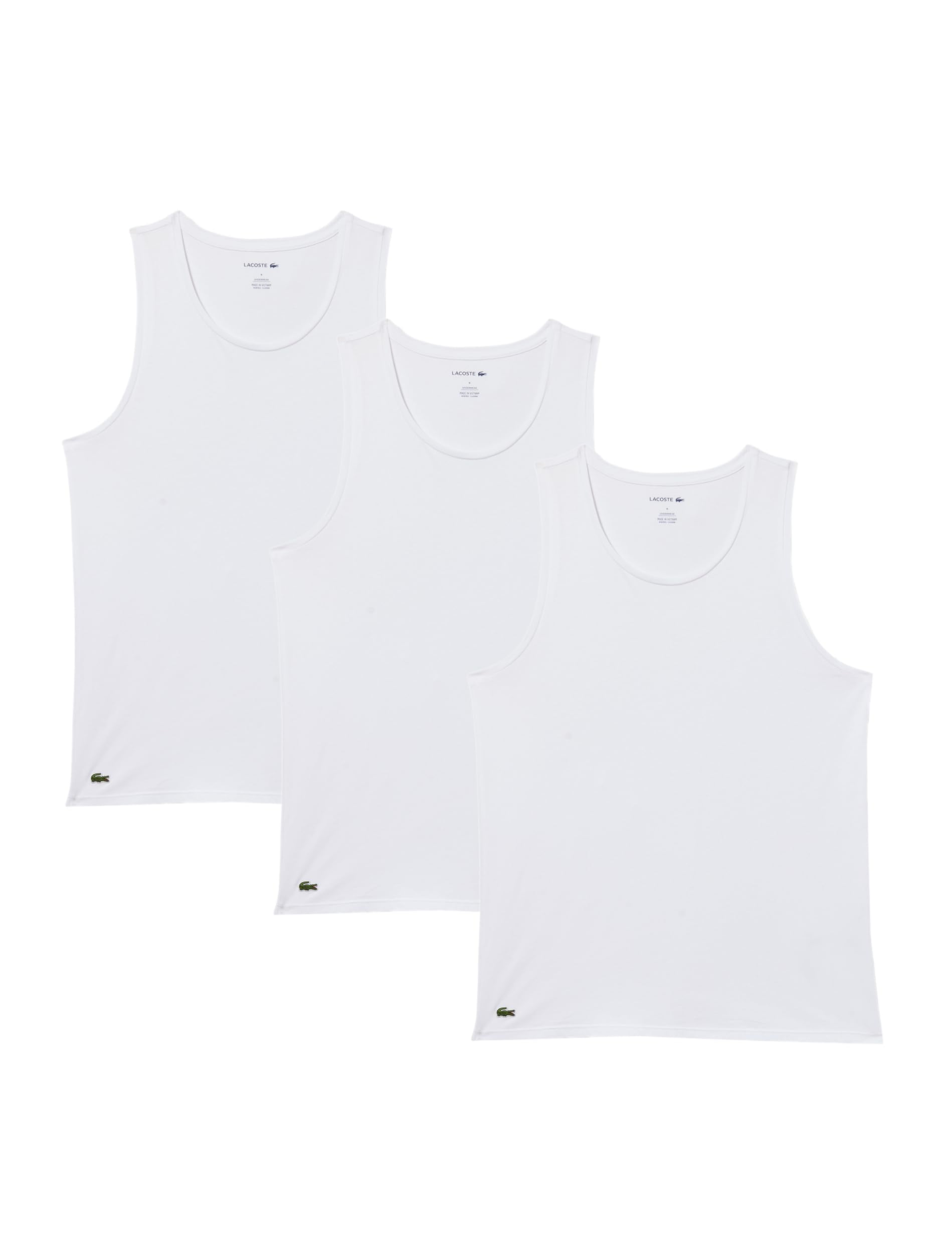 Lacoste Men's 100% Cotton Slim Fit Tank Top 3-Pack, White - Walmart.com