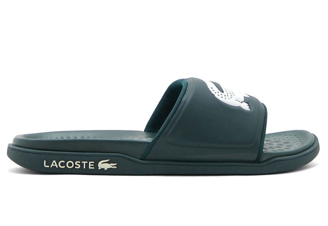 Lacoste Men's Croco Dualiste 0922 1 Slide Sandals, Dark Green \ White ...