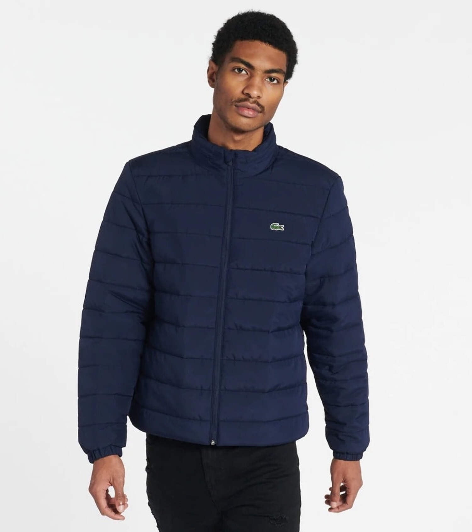 Lacoste Men's Full Zip Color Block Taped On Sleeve Blouson Navy Blue ...