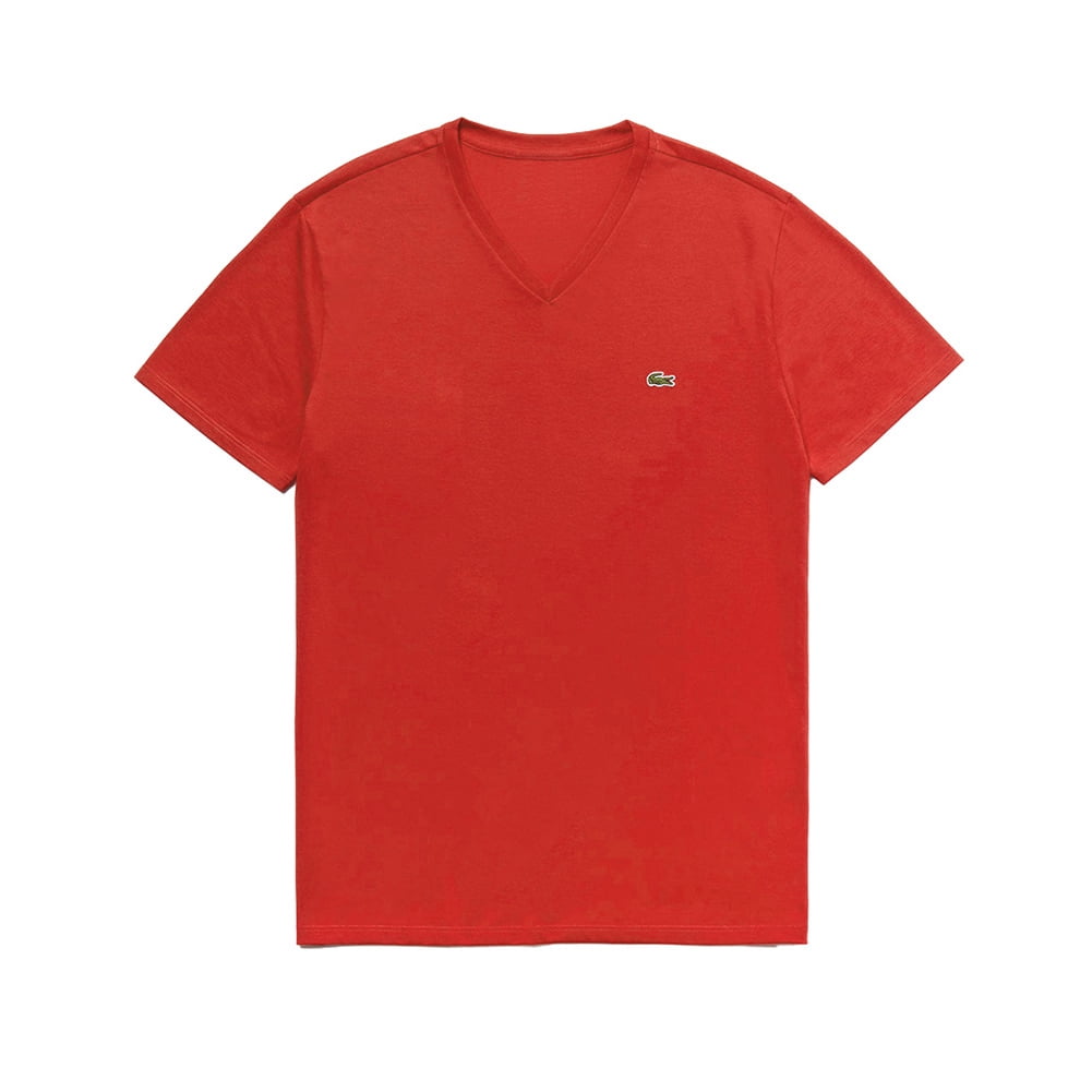Lacoste Men's Pima Cotton Short Sleeve V Neck Athletic T-Shirt Santal S ...