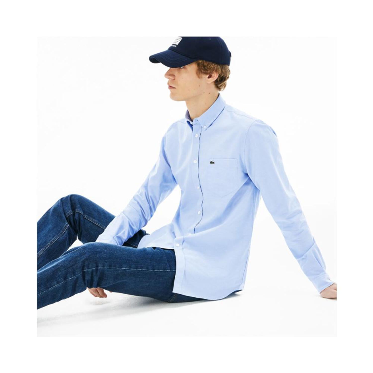 Lacoste Men's Regular Fit Cotton Oxford Shirt CH4976-51 58M Hemisphere ...