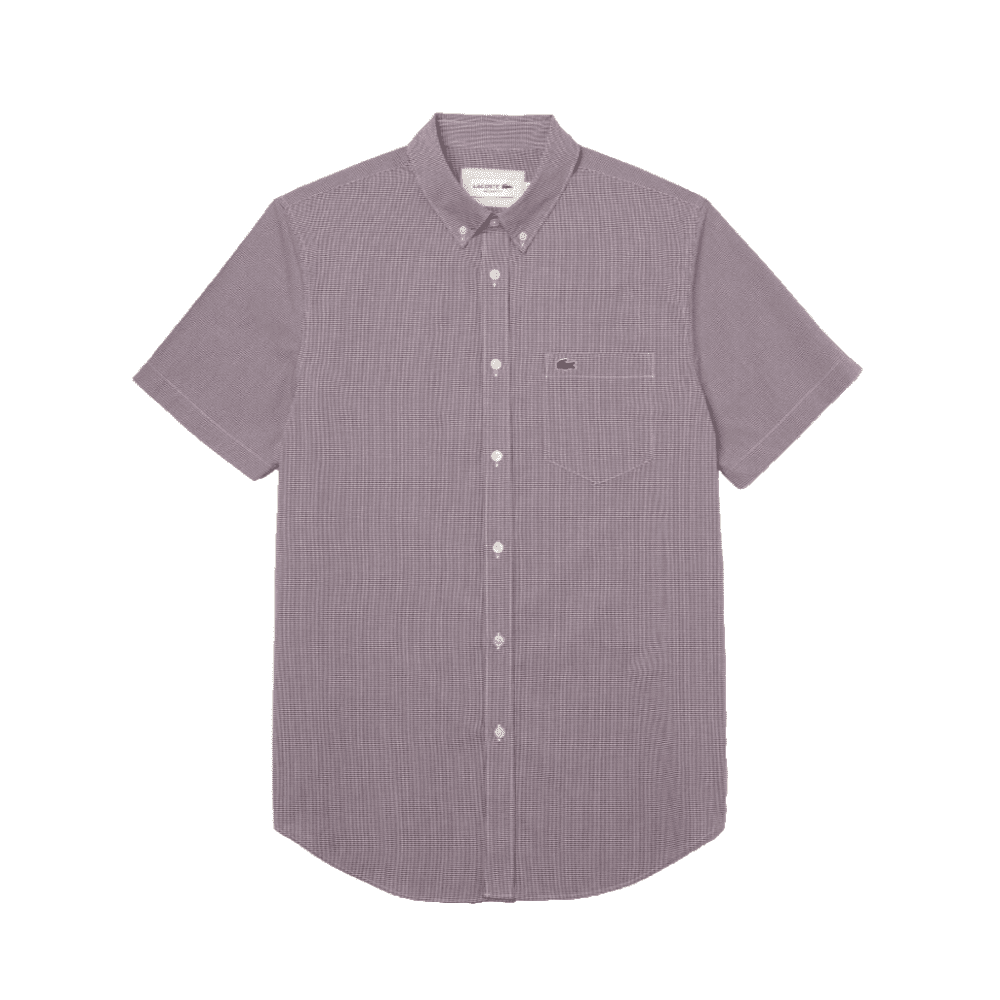 Lacoste Men s Regular Fit Gingham Check Shirt Blue Red Size 44 XL Walmart