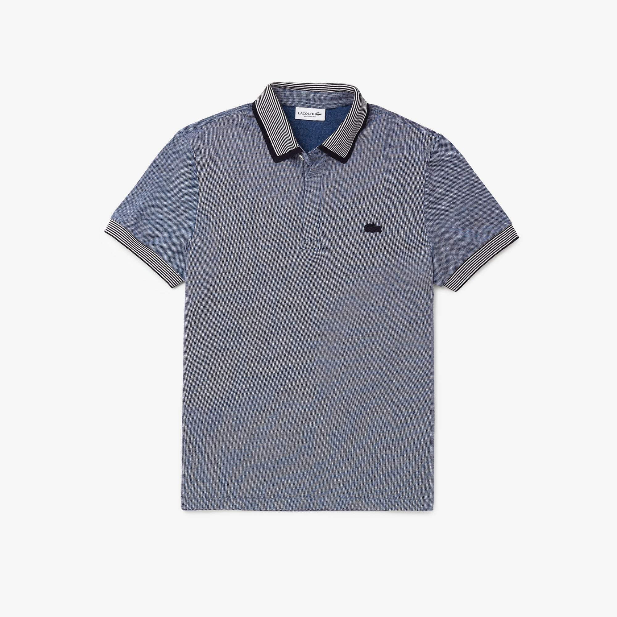Lacoste Men's Regular Fit Striped Finishes Cotton Polo Kingdom/Navy ...