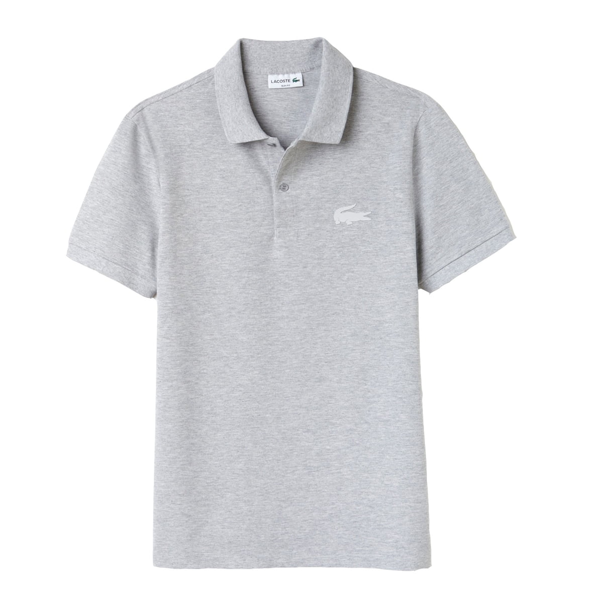 Lacoste Men's Slim Fit Rubber Crocodile Stretch Pique Polo Shirt Silver Chine PH5789 - Walmart.com