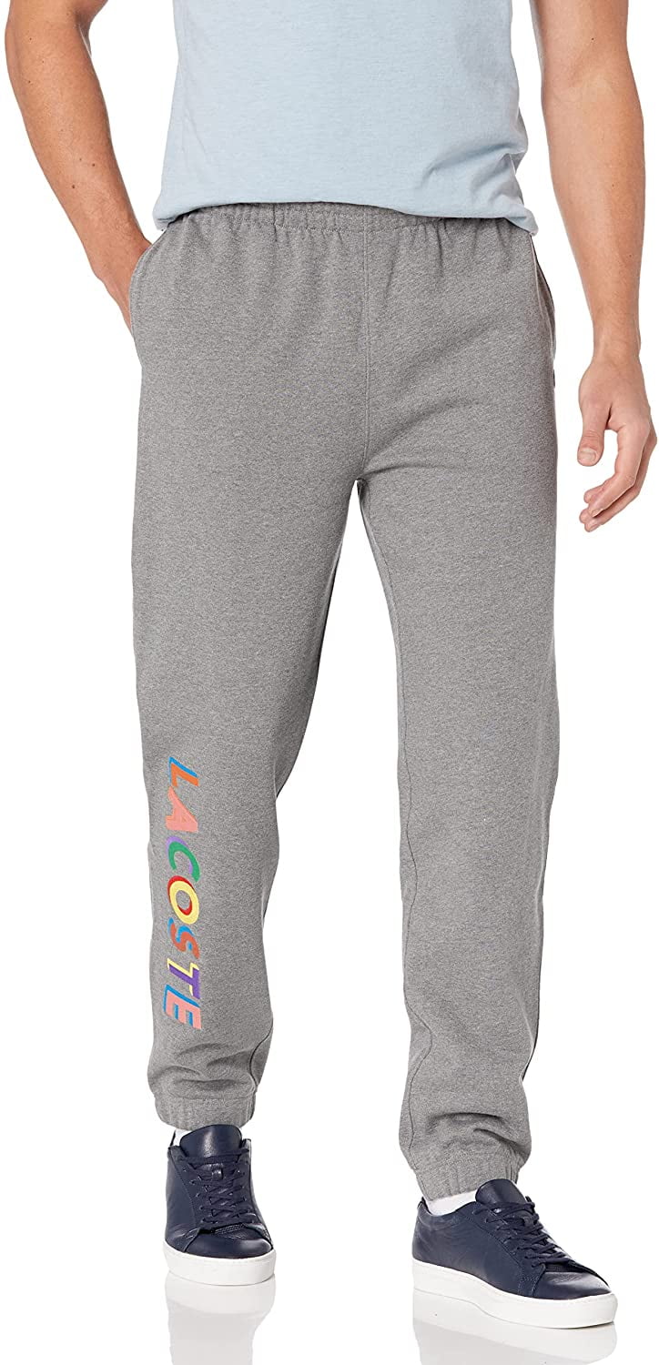 Lacoste Mens Rainbow Wording Joggers Large Heather Lead - Walmart.com