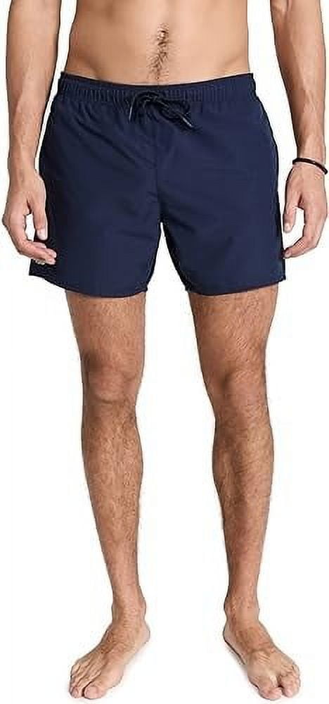 Lacoste NAVY BLUE/GREEN Men's Solid Elastic Waist Swim Trunks, US Small ...