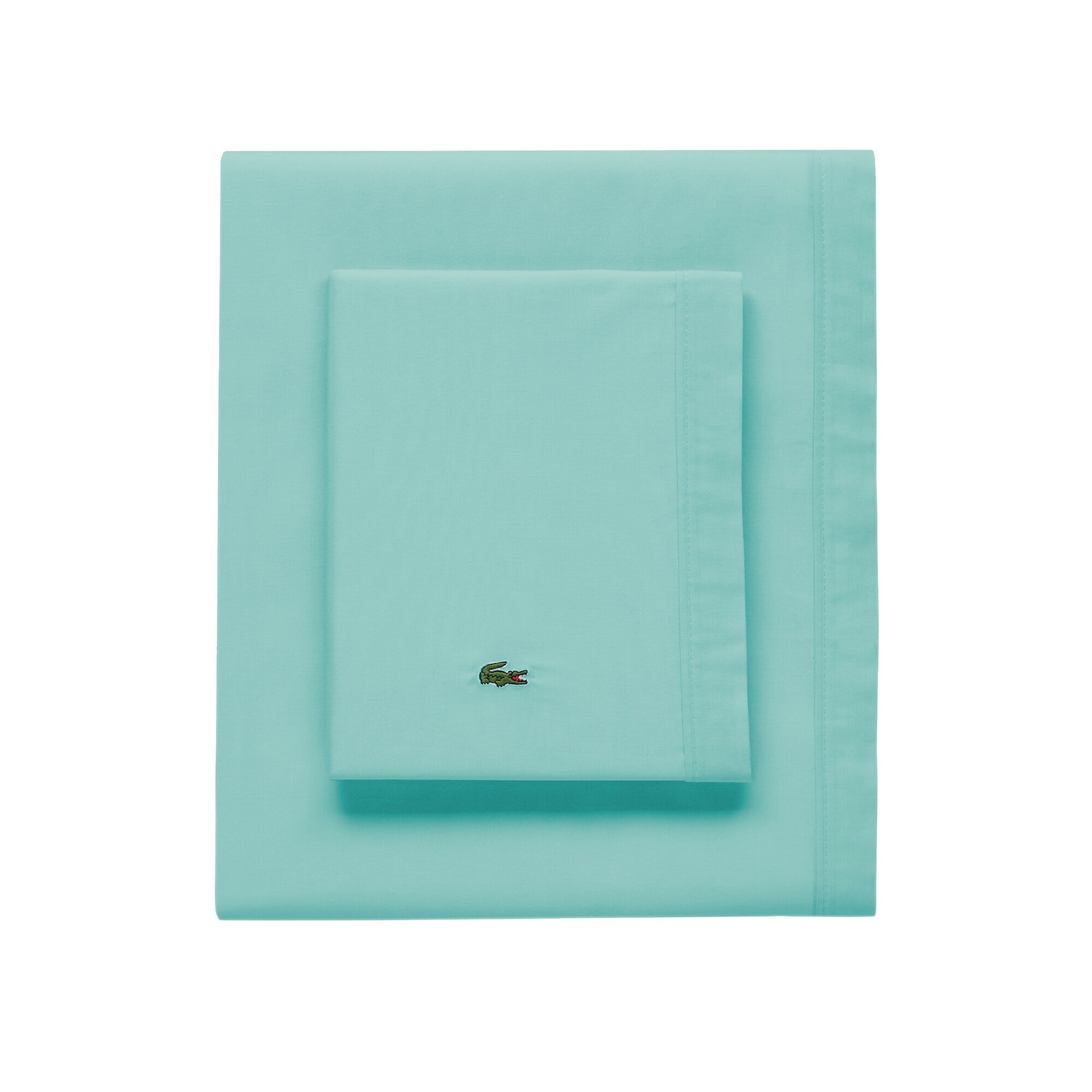 Lacoste Percale 220 Thread Count 100% Cotton Sheet Set Water Blue ...