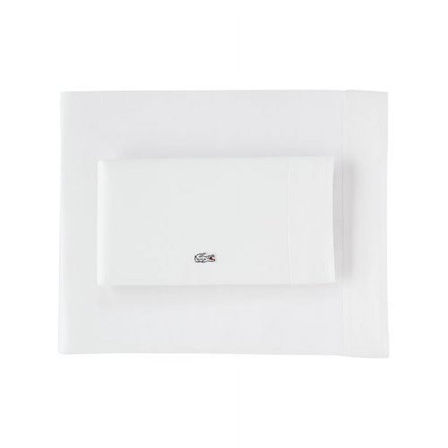 Lacoste Percale 220 Thread Count 100% Cotton Sheet Set White - Full ...
