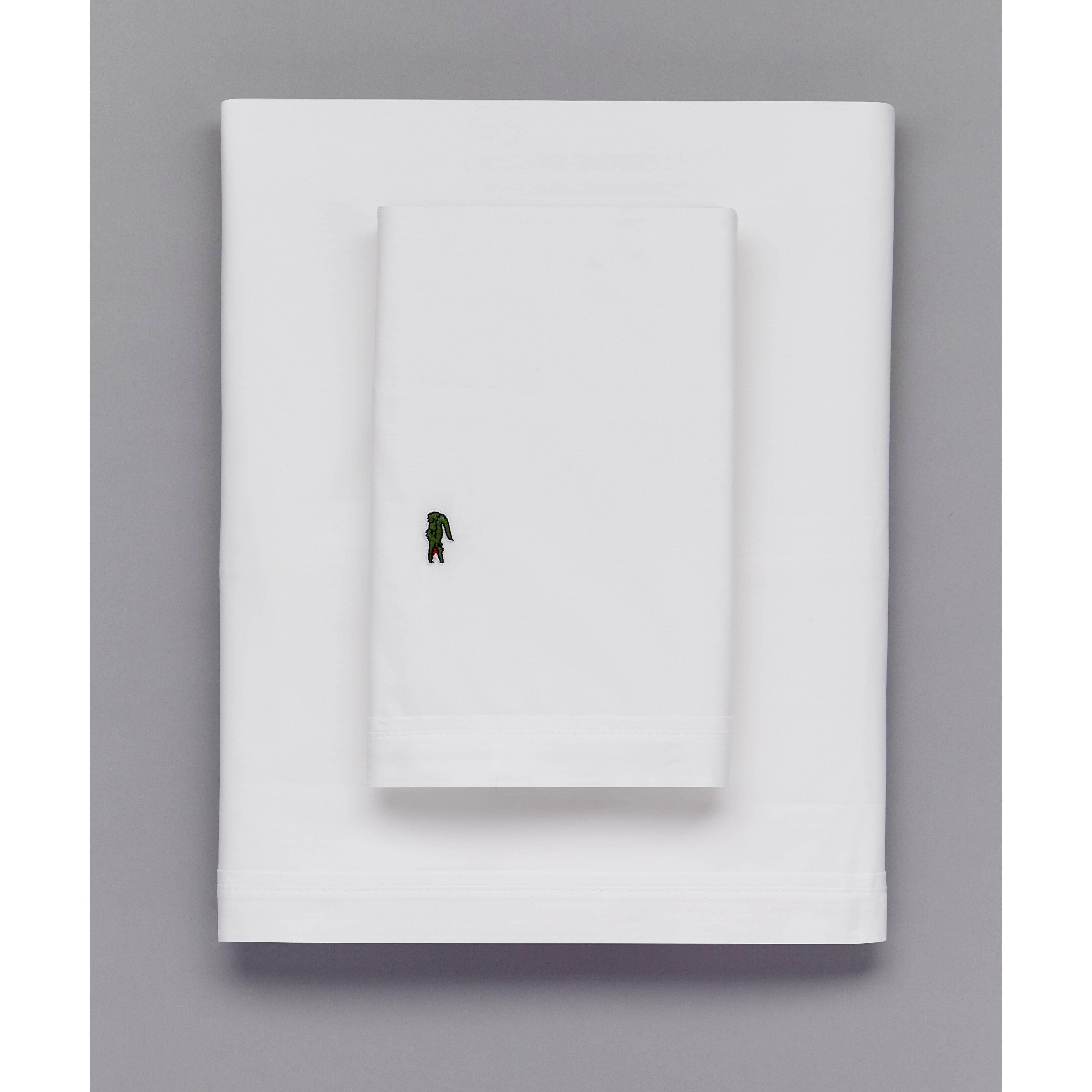 Lacoste Percale 220TC 100% Cotton Bed Sheets - King Size, Solid White ...