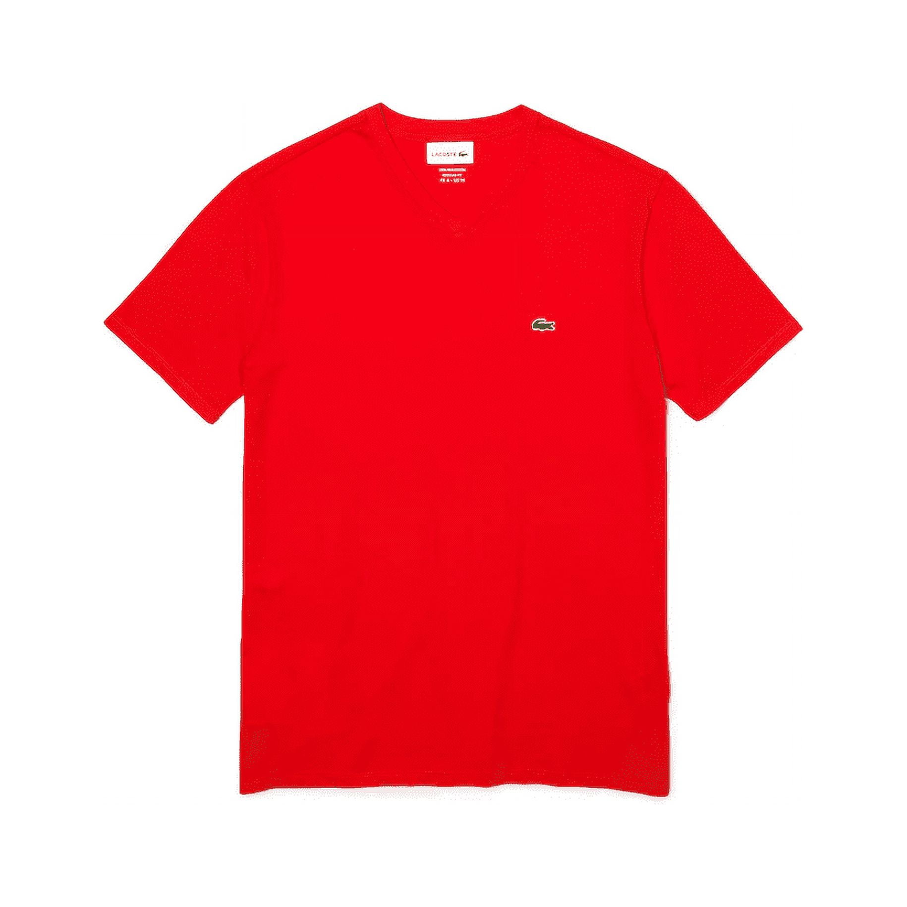 Lacoste Red Current Short Sleeve Pima Cotton V-Neck Jersey T-Shirt - 4 ...