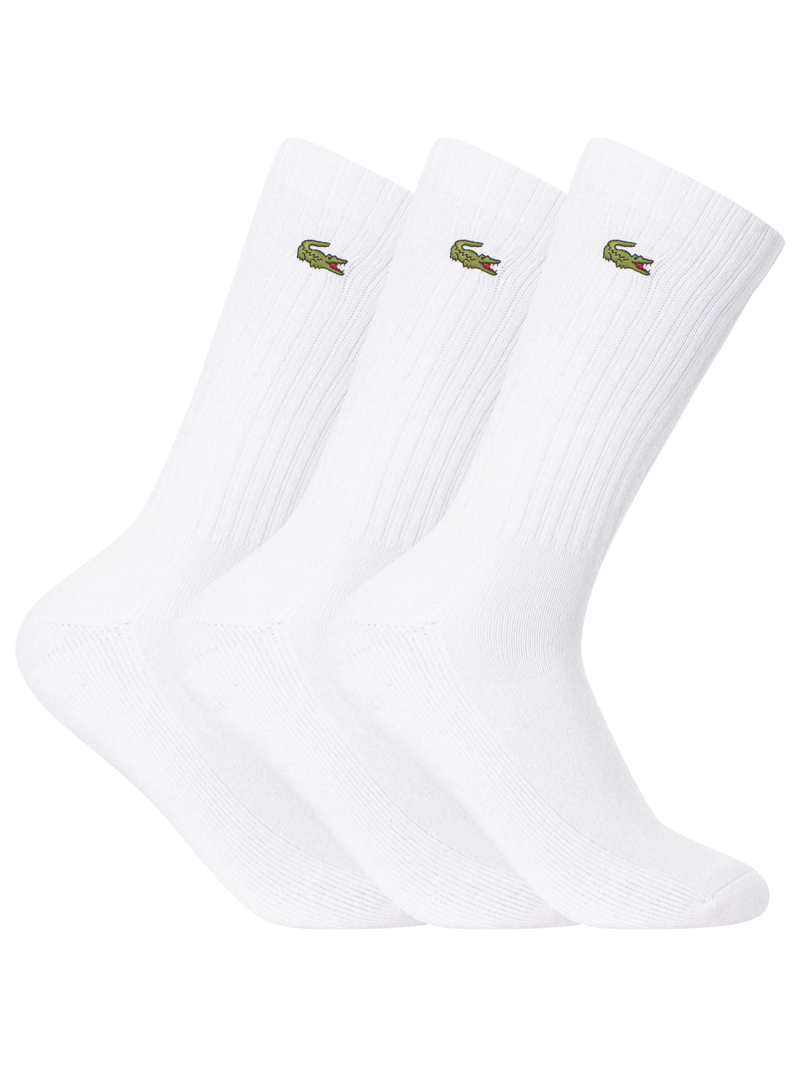 Lacoste Sport 3 Pack Socks, White, Cushioned Comfort, Ribbed ...