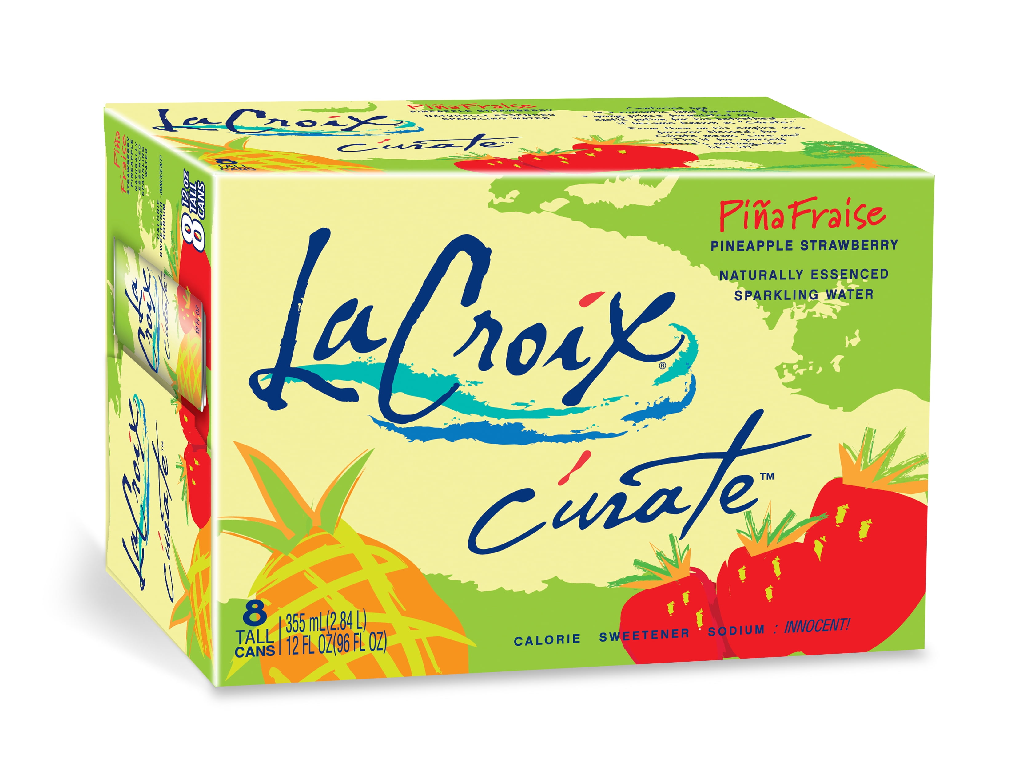 LaCroix Sparkling Water Curate, Pina Fraise (Pineapple Strawberry) 8pk ...