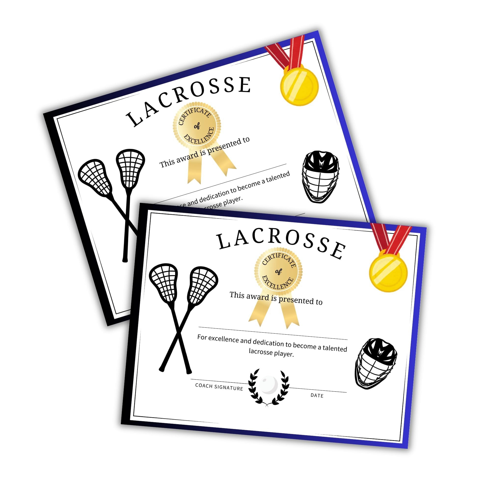 Lacrosse Certificate of Excellence 30pk 8.5x11 Sports Field Hockey Team ...