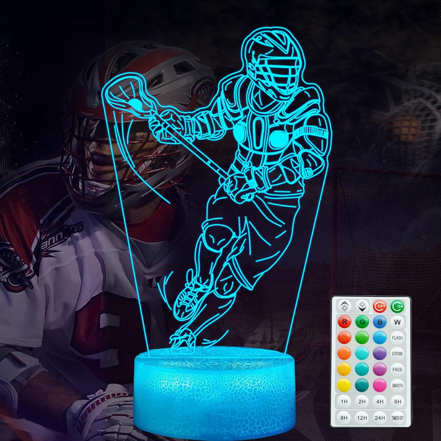 Lacrosse Gifts for Men, Lacrosse Night Light with Remote Control, 16 ...