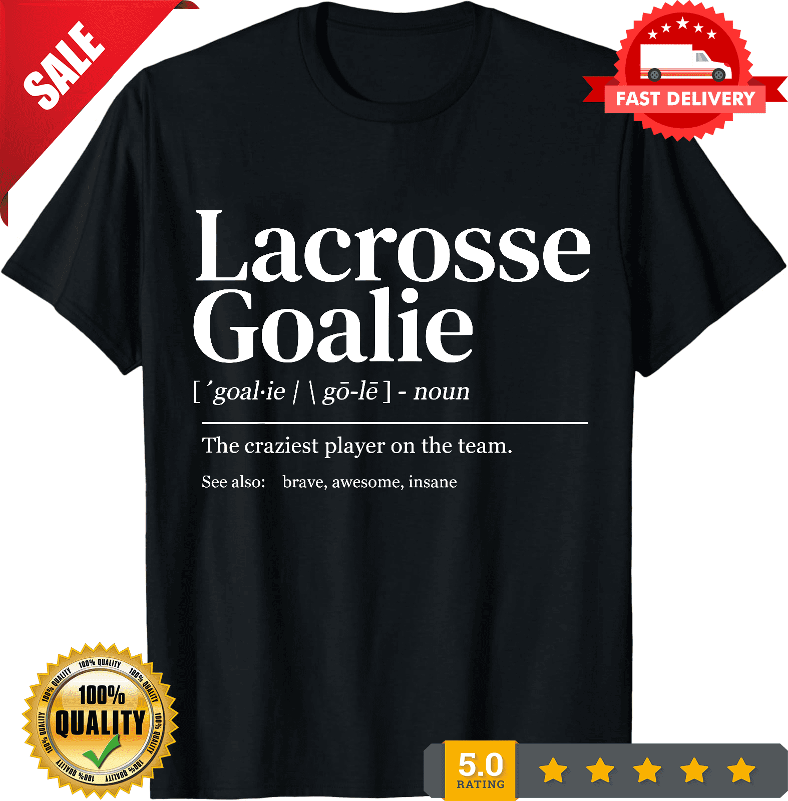 Lacrosse Goalie Quote Definition Men Woman Kids Lacrosse T Shirt, NEW ...