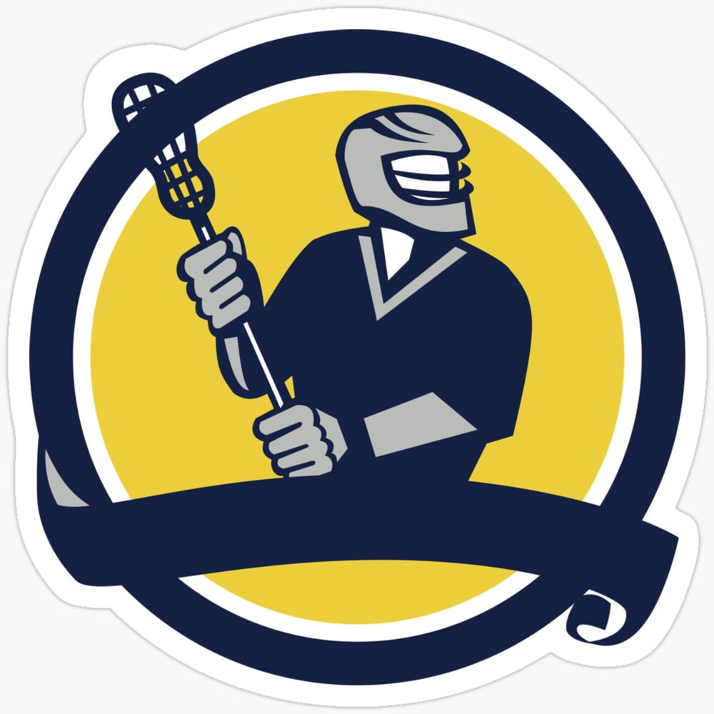 Lacrosse Player Ribbon Circle Retro Sticker Phone Decal Water Bottle ...