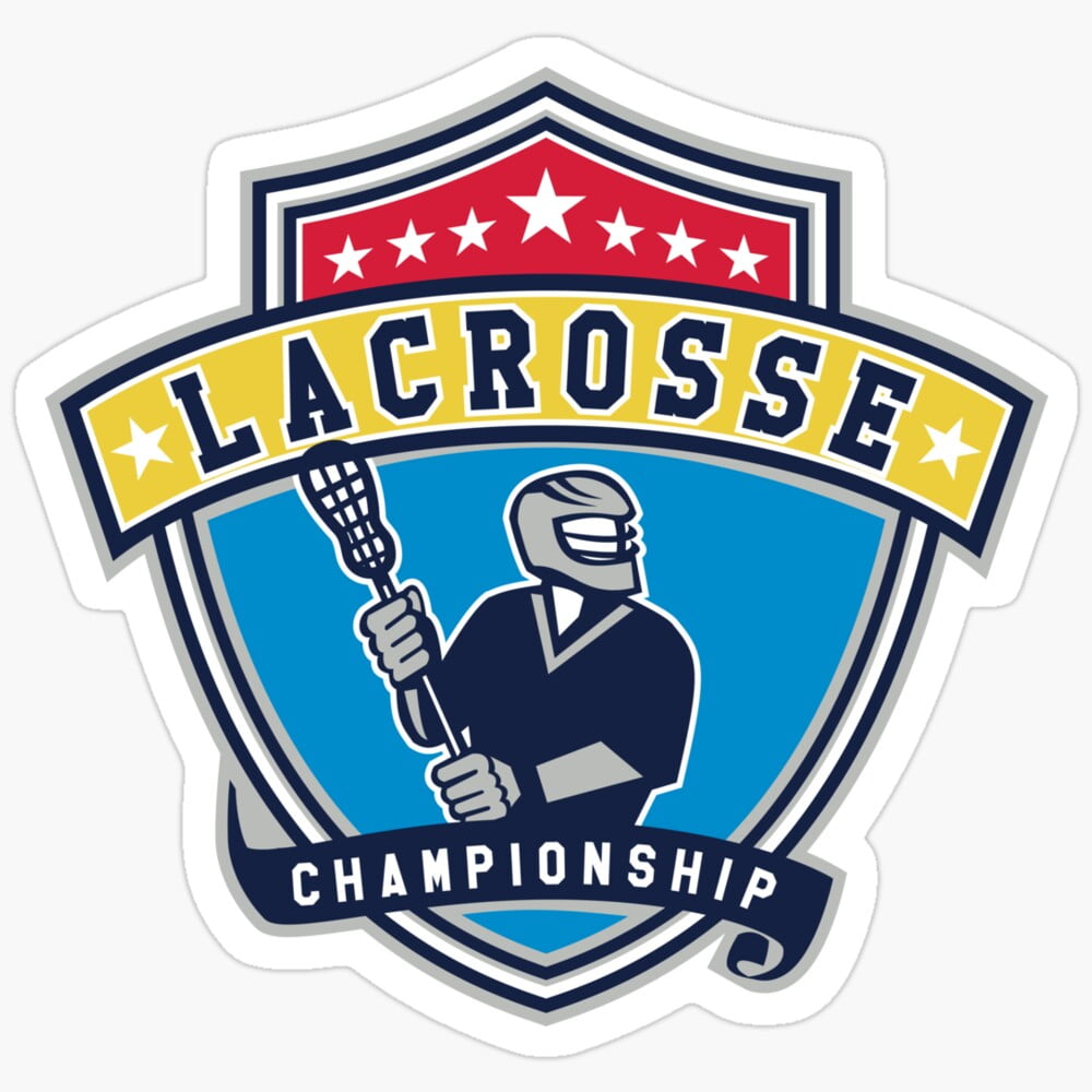 Lacrosse Player Ribbon Shield Retro Sticker Phone Decal Water Bottle ...