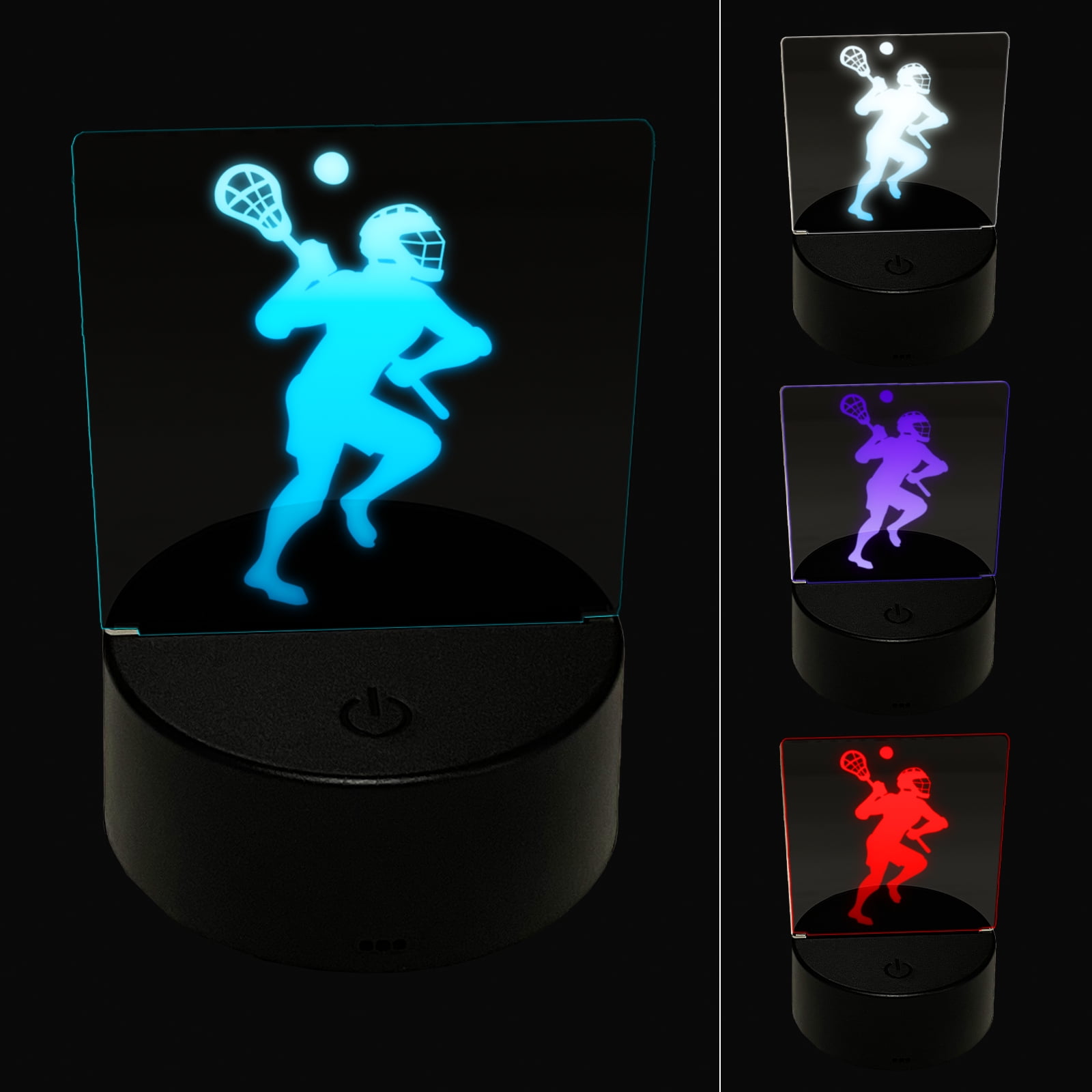 Lacrosse Player with Stick and Ball LED Night Light Sign 3D Illusion ...