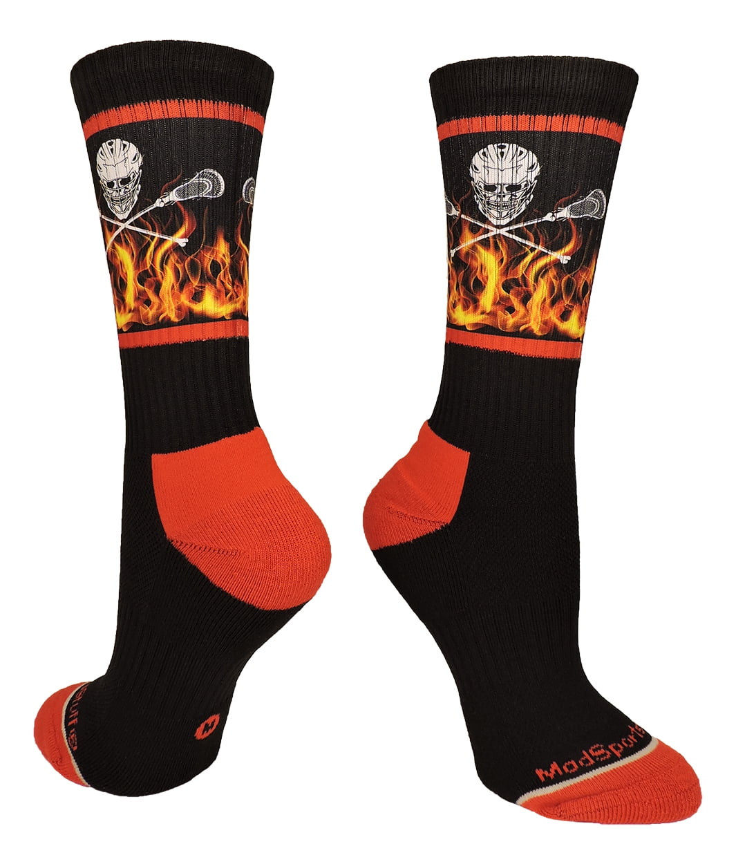 Lacrosse Socks with Lacrosse Sticks and Flaming Skull Athletic Crew ...