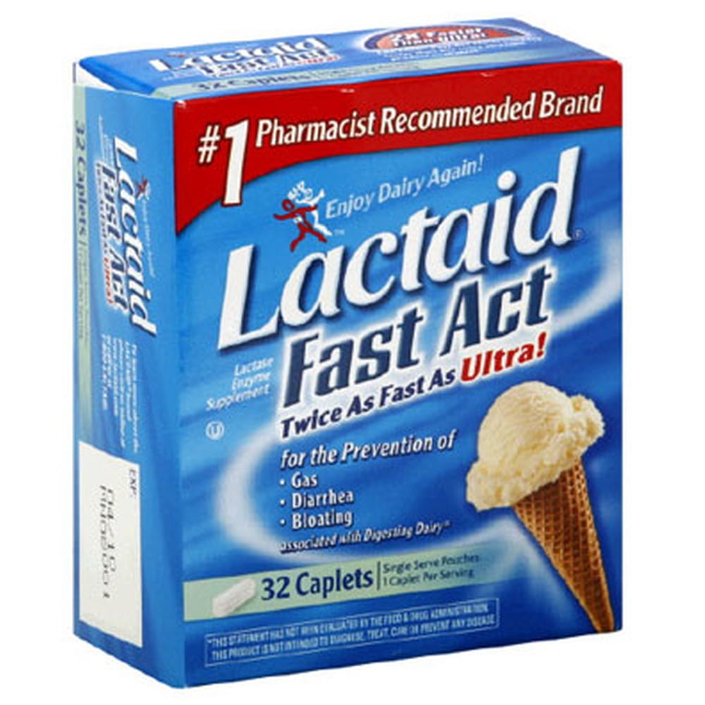Lactaid Fast Act Lactase Enzyme Supplement, Caplets, 32 ct (Pack of 10 ...