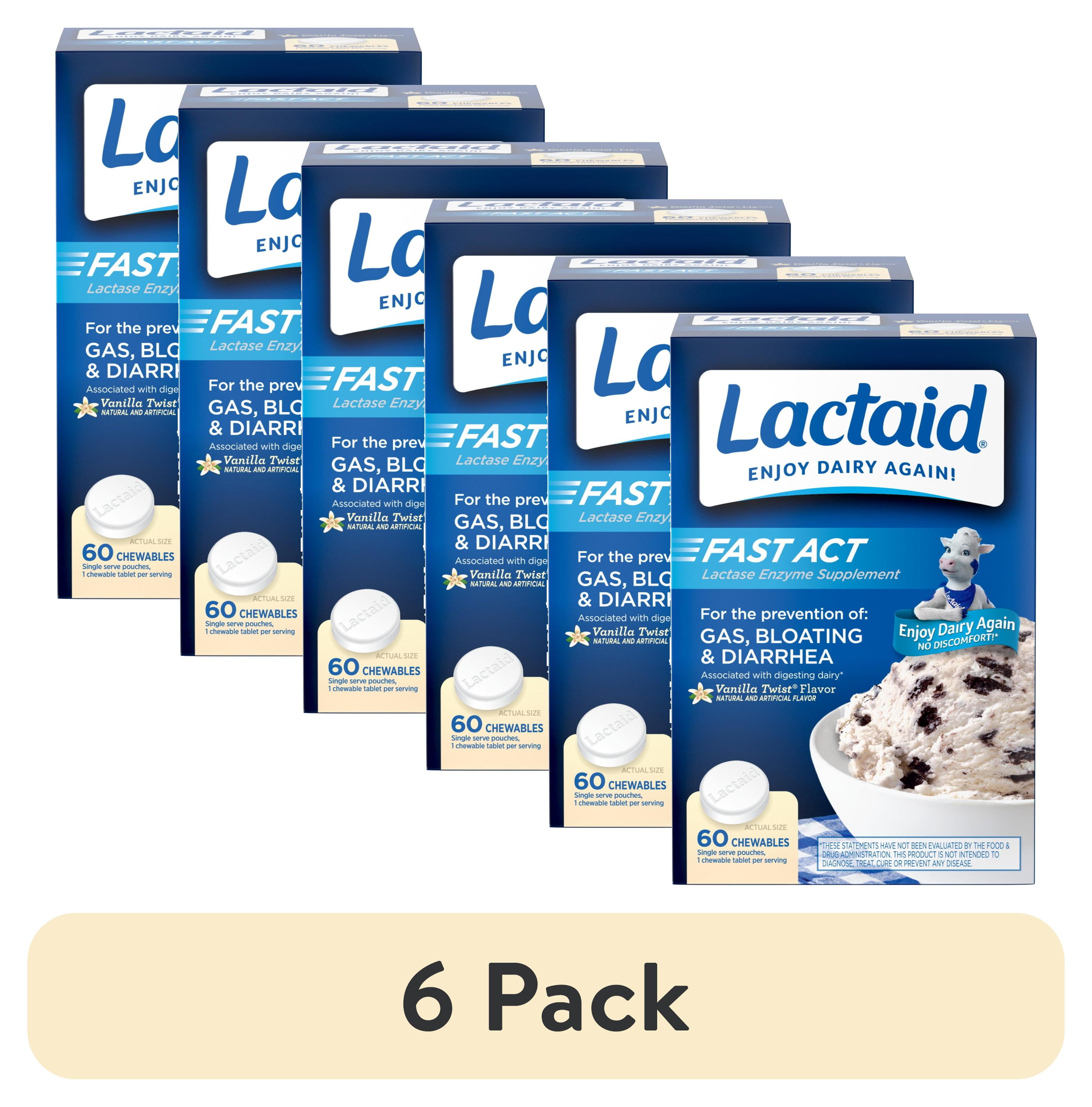(6 pack) Lactaid Fast Act Lactose Relief Chewables, Vanilla, 60 Packs ...