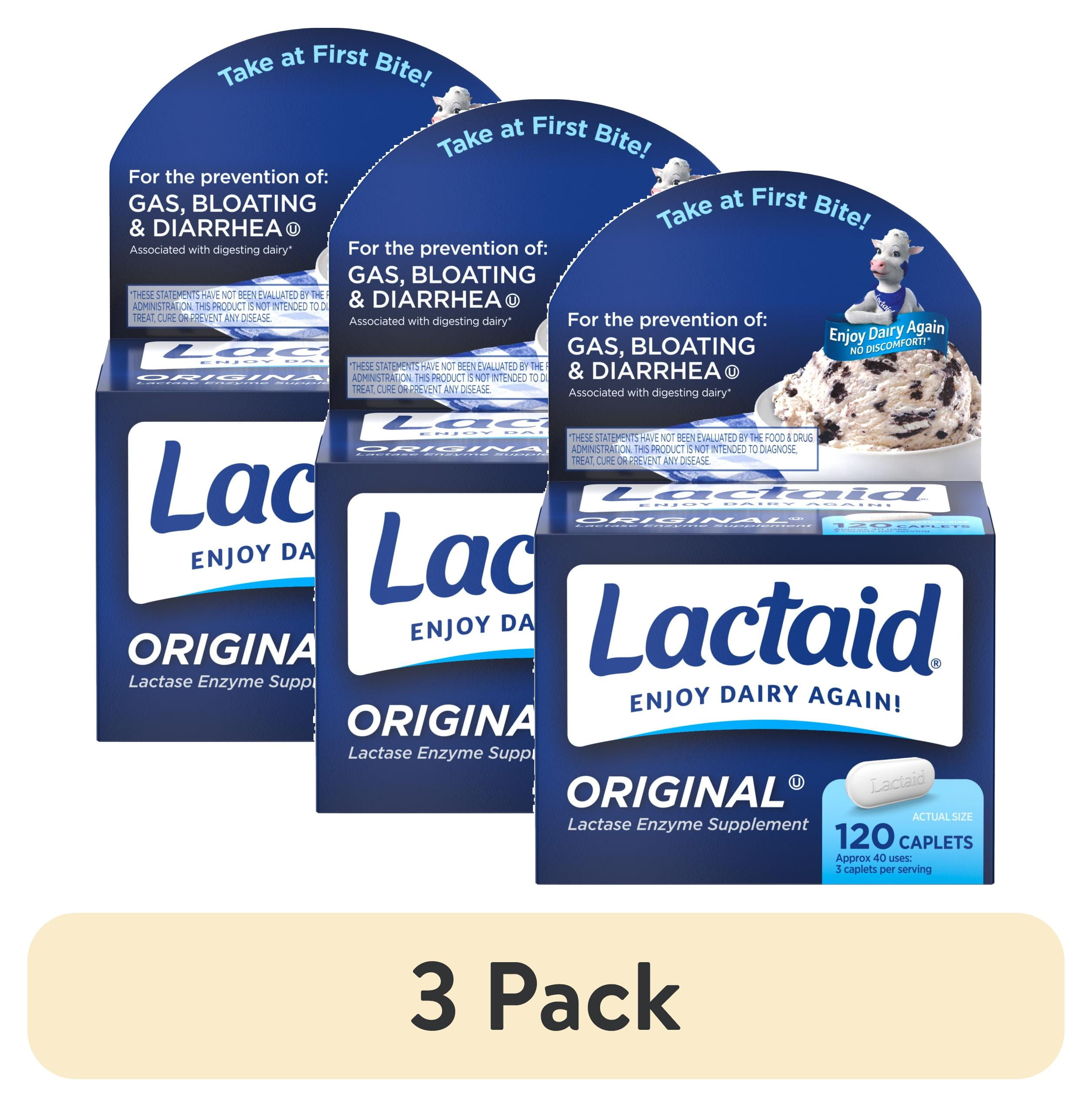 (3 pack) Lactaid Original Strength Lactose Intolerance Relief Caplets ...