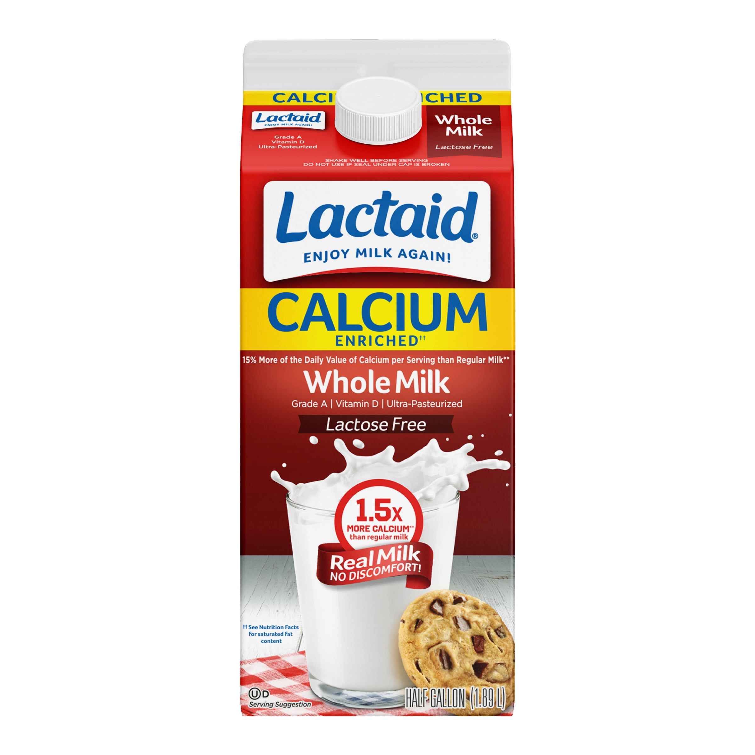 Lactaid Whole Milk, Calcium Enriched, 64 oz - Walmart.com