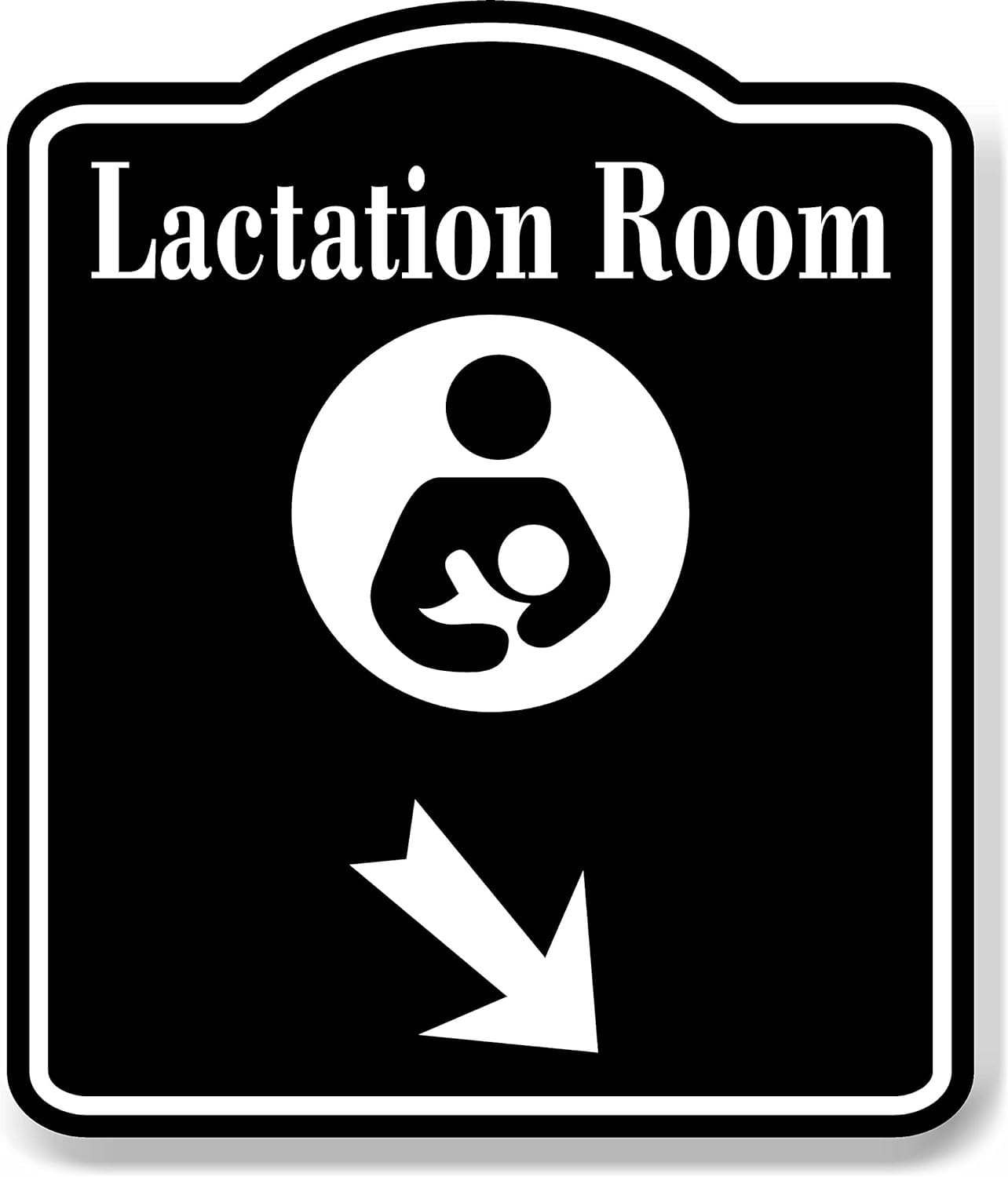 Lactation Room 45 Degee Down Right Arrow BLACK Aluminum Composite Sign ...