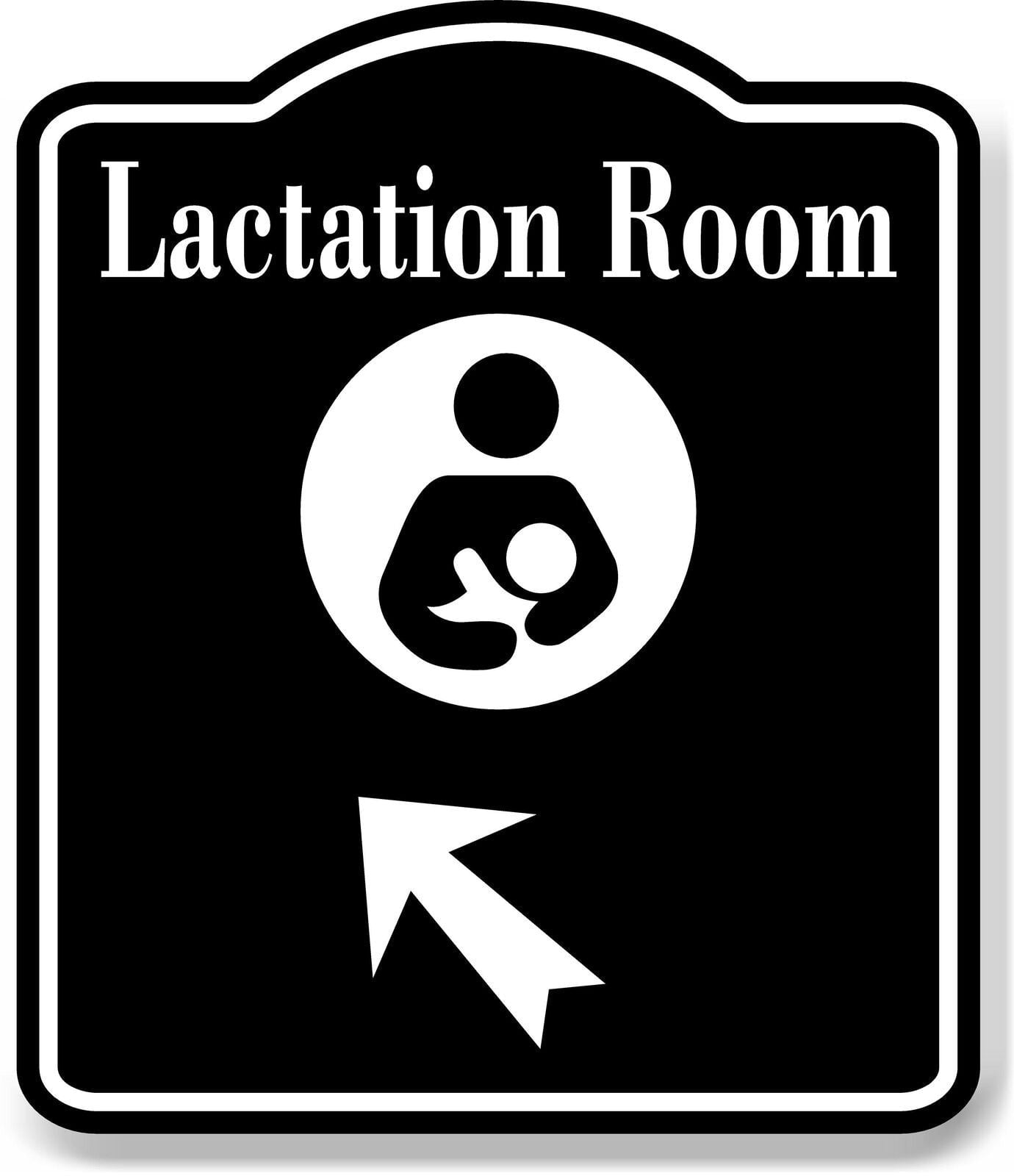 Lactation Room 45 Degee Up Left Arrow BLACK Aluminum Composite Sign, 15 ...