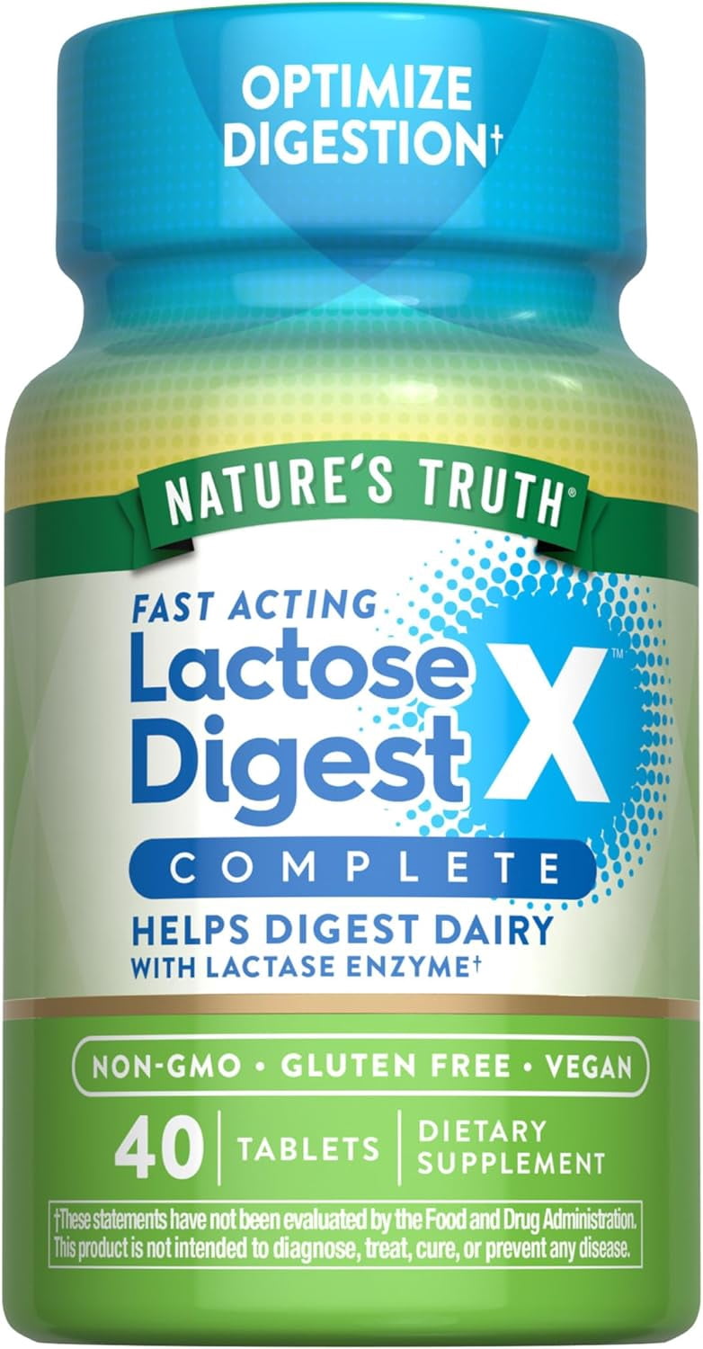 Nature's Truth Lactose Digest Tablets, 40 Vegan Pills with 90 mg ...