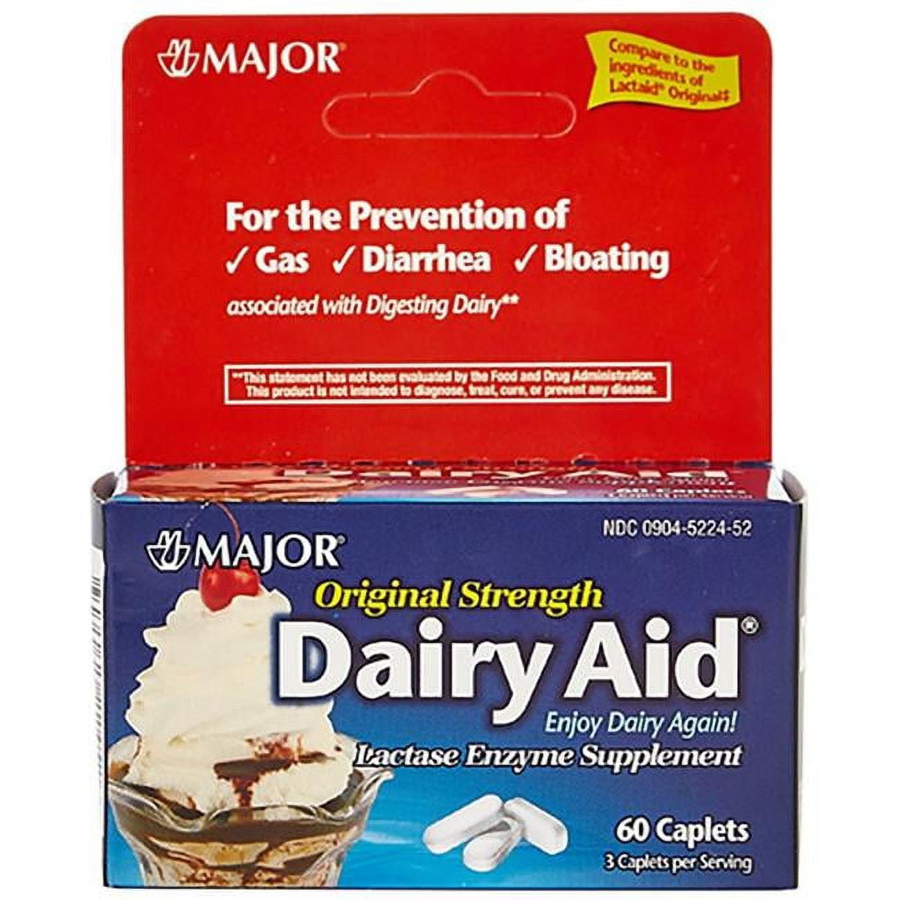 Lactose-Intolerance Lactase Enzyme Caplet 60 Per Bottle by Major ...