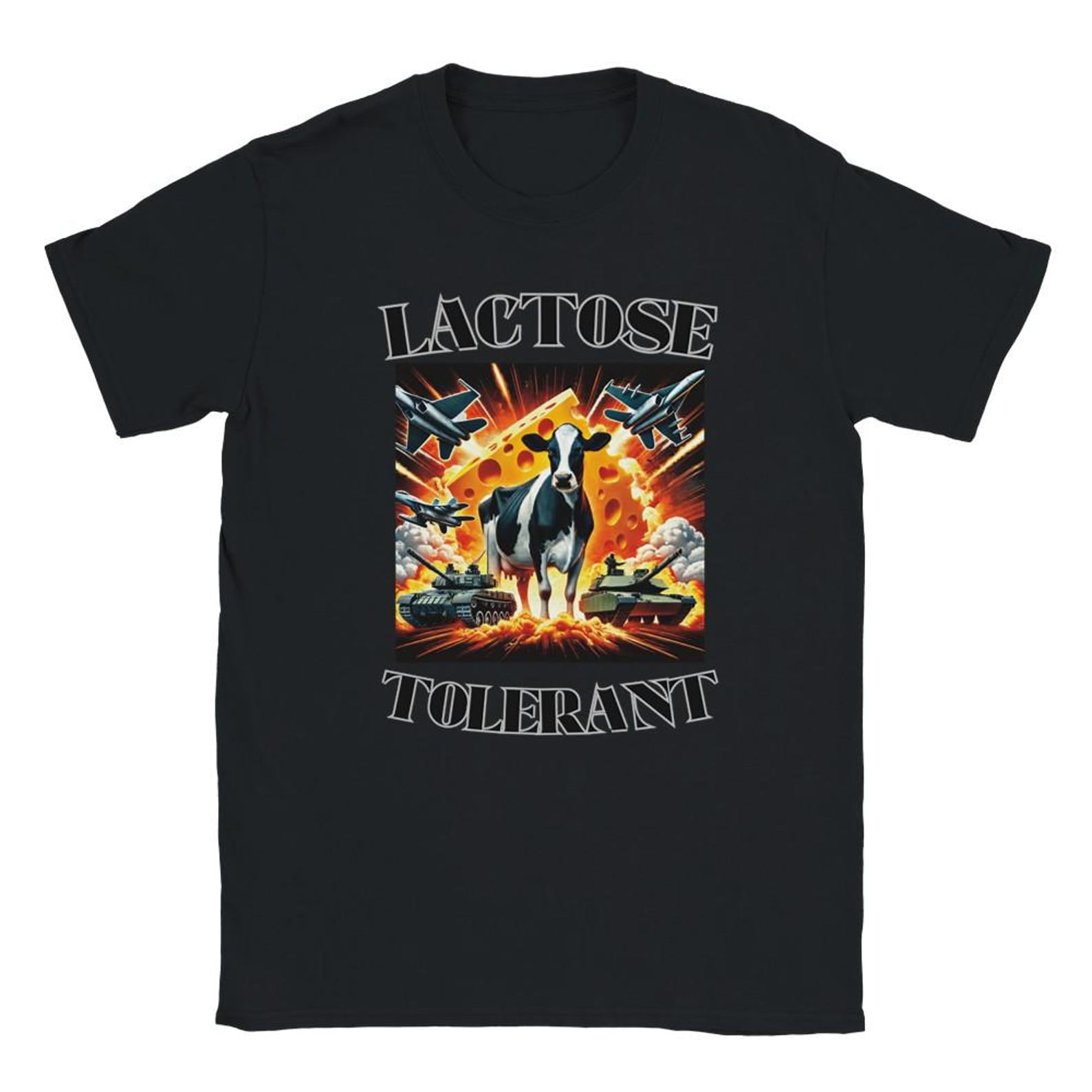 Lactose Tolerant Graphic Tee Cow Artwork Bold Statement Cow Design Farm ...